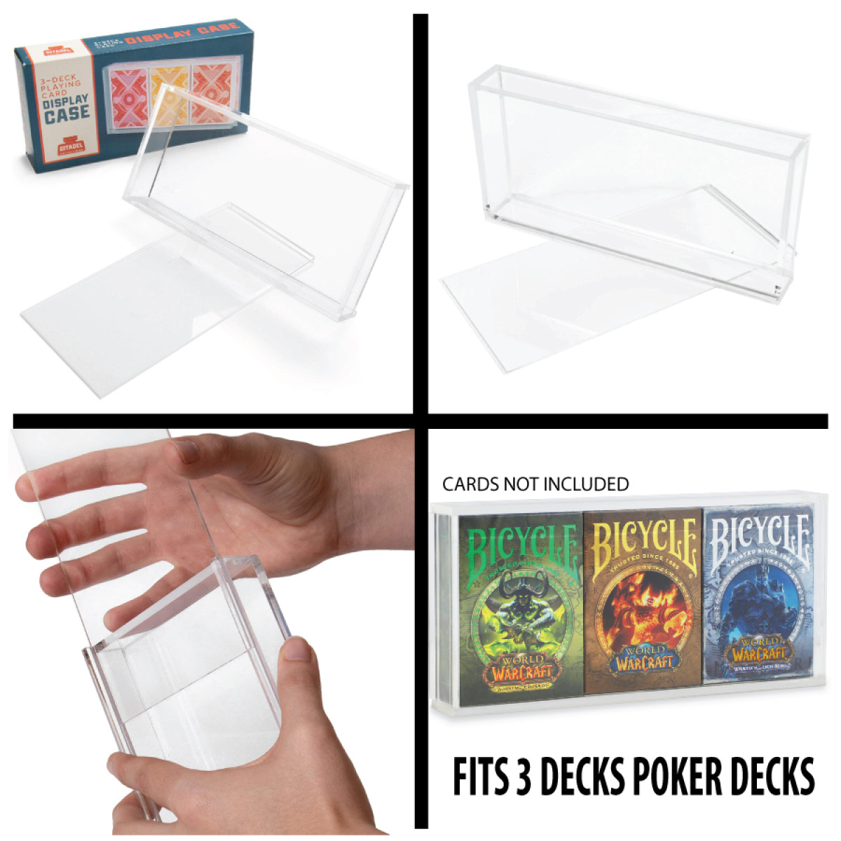 3-Deck Playing Card Display Case | Clear Acrylic Playing Card Display Case
