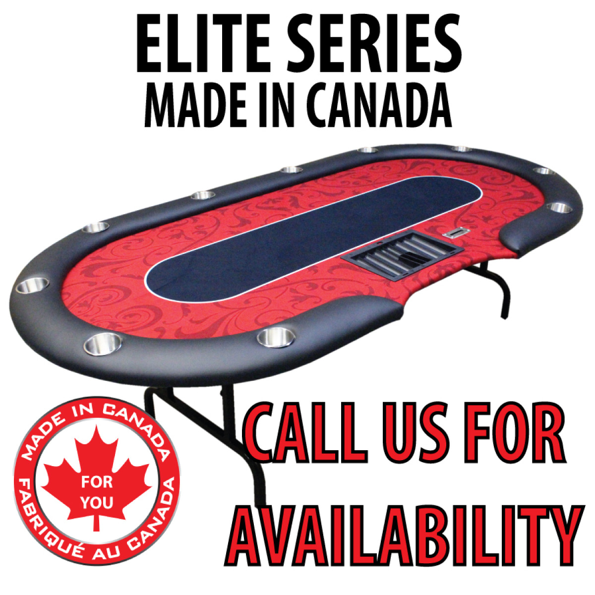 Red Elite Poker Table | Poker Tables | Straight Poker Supplies
