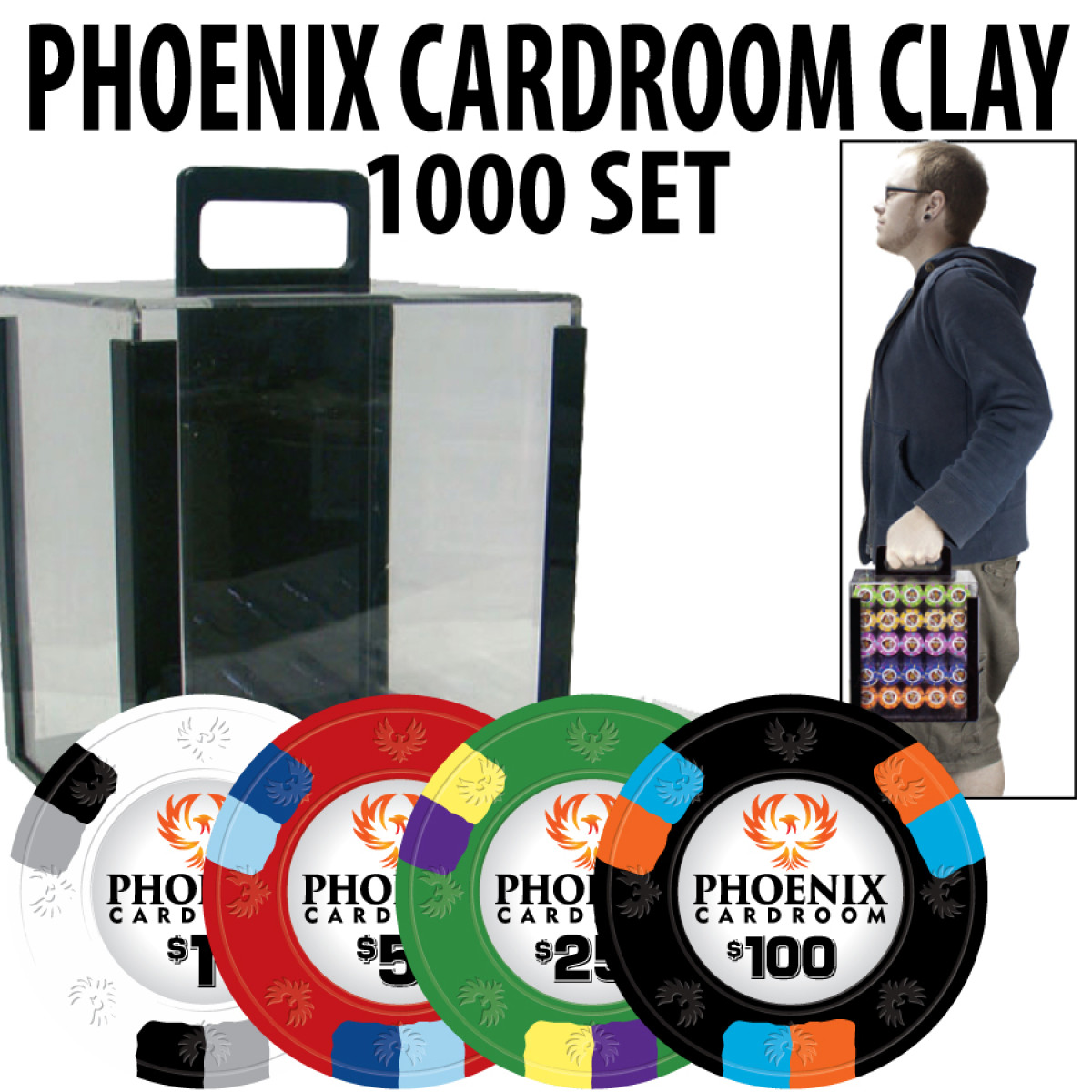 Phoenix Poker Chips | 100 Acrylic Poker Chip Carrier