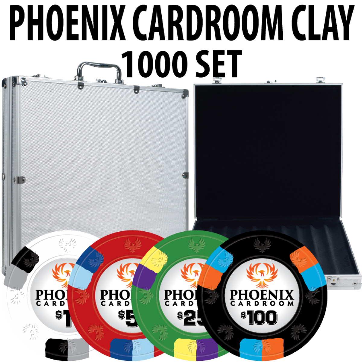 Phoenix Cardroom Clay Poker Chips 1000 set | 1000 poker chip set