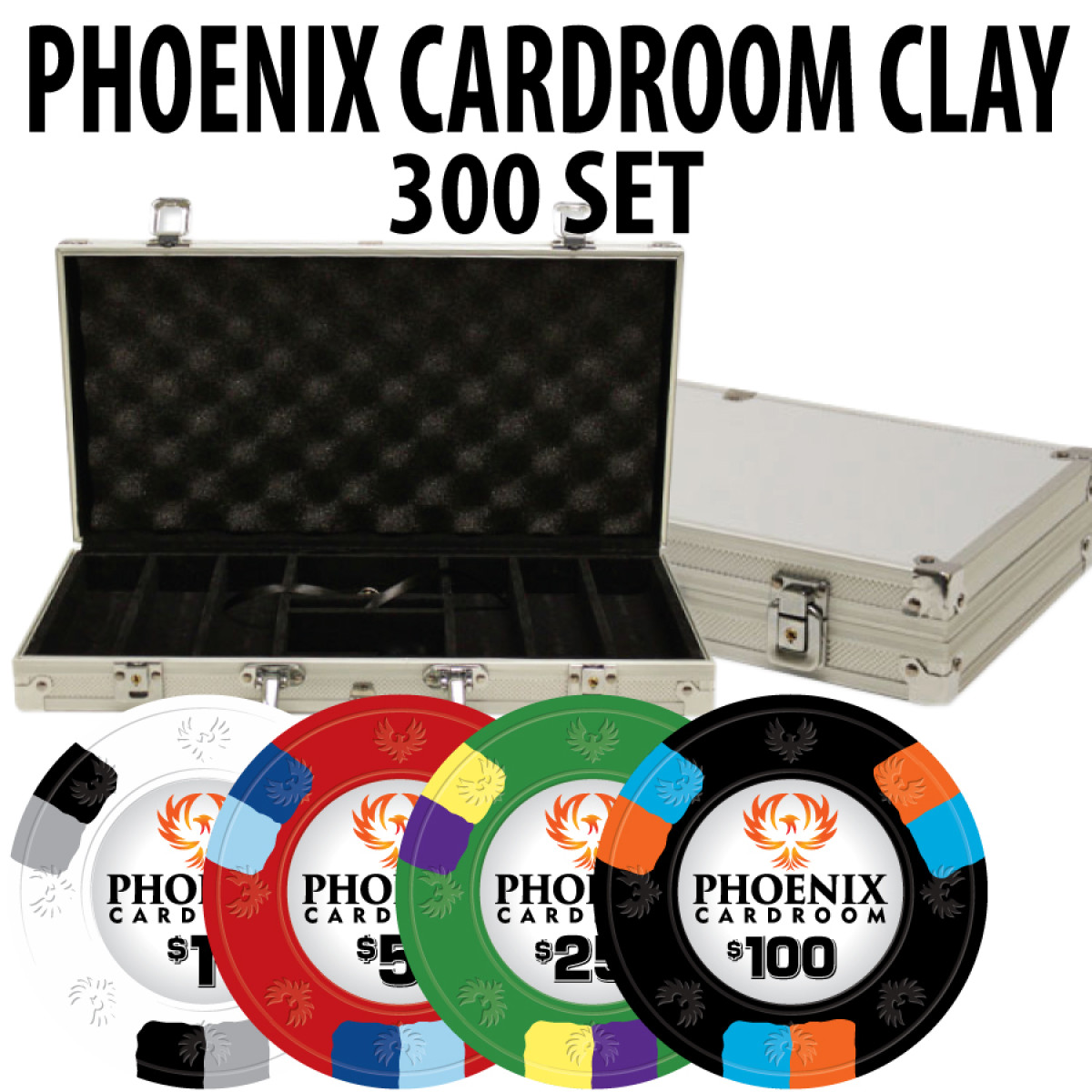 Phoenix Cardroom Clay Poker Chips 300 set | 300 poker chip set